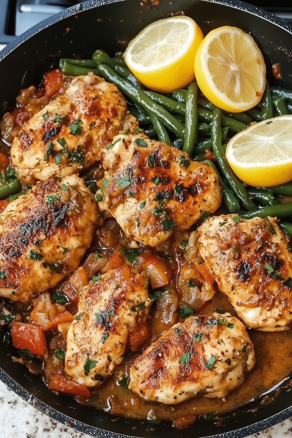Lemon Garlic Butter Chicken and Green Beans Skillet