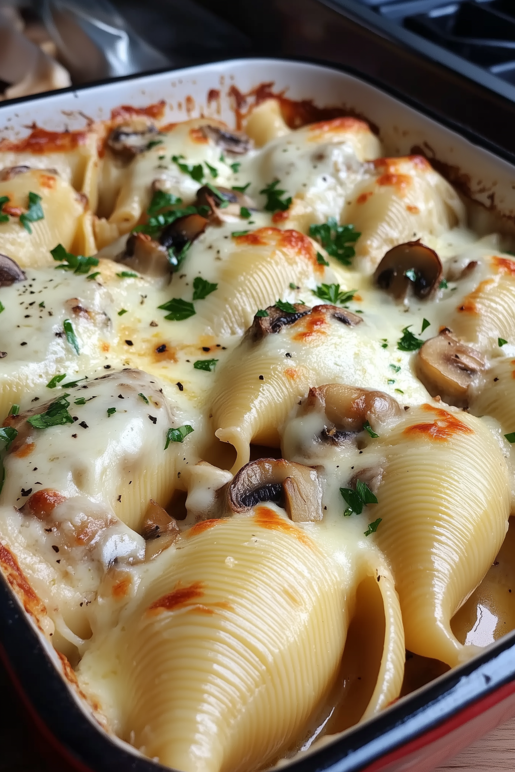 Creamy Garlic Mushroom Stuffed Shells