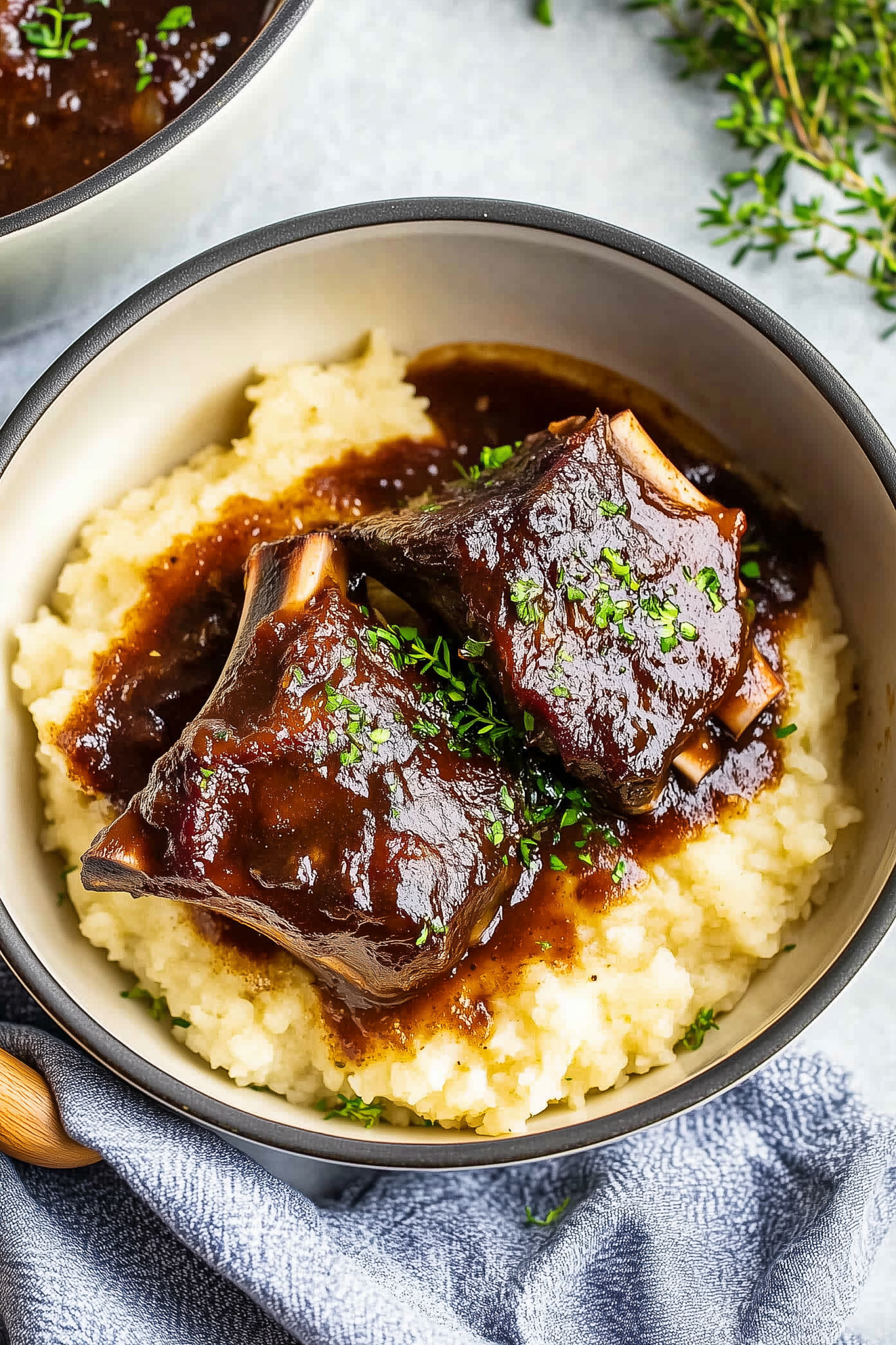 Red Wine Braised Short Ribs in Dutch Oven