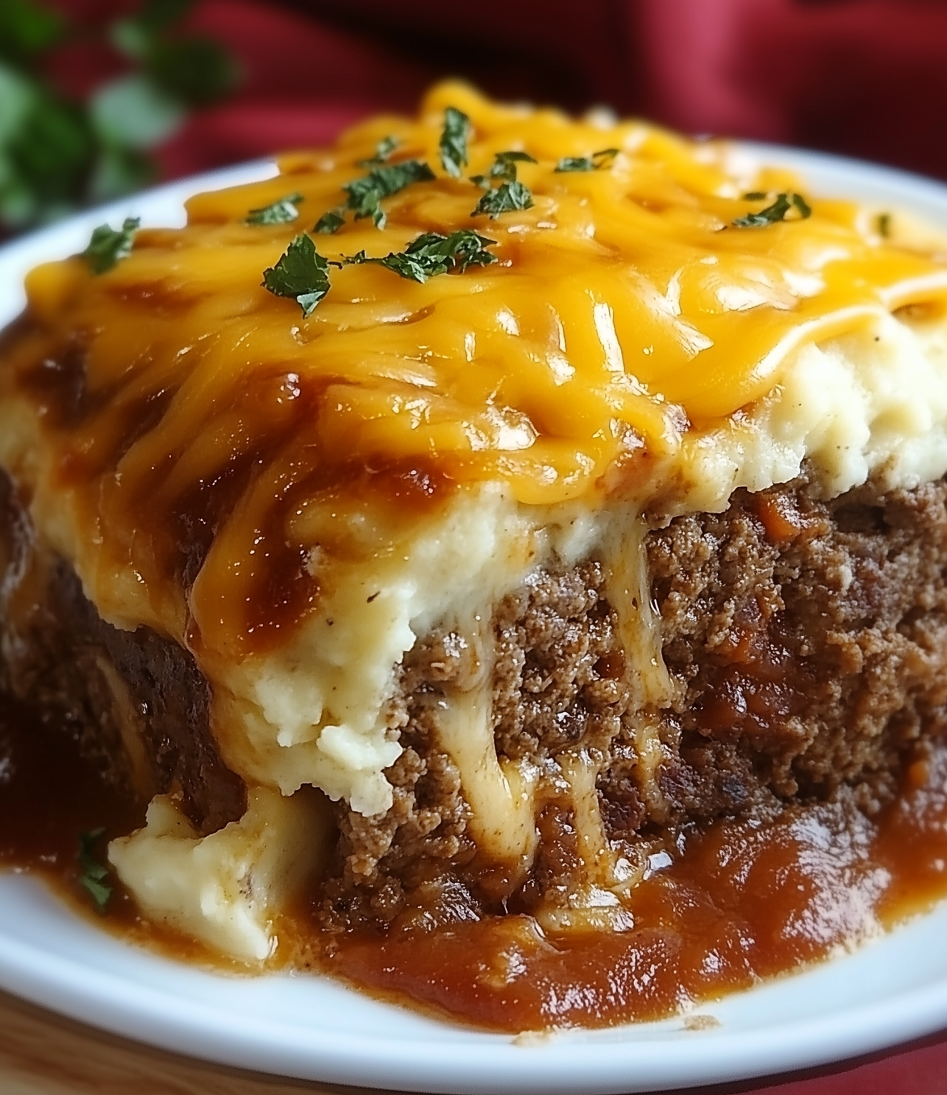 Meatloaf with Mashed Potatoes and Cheese