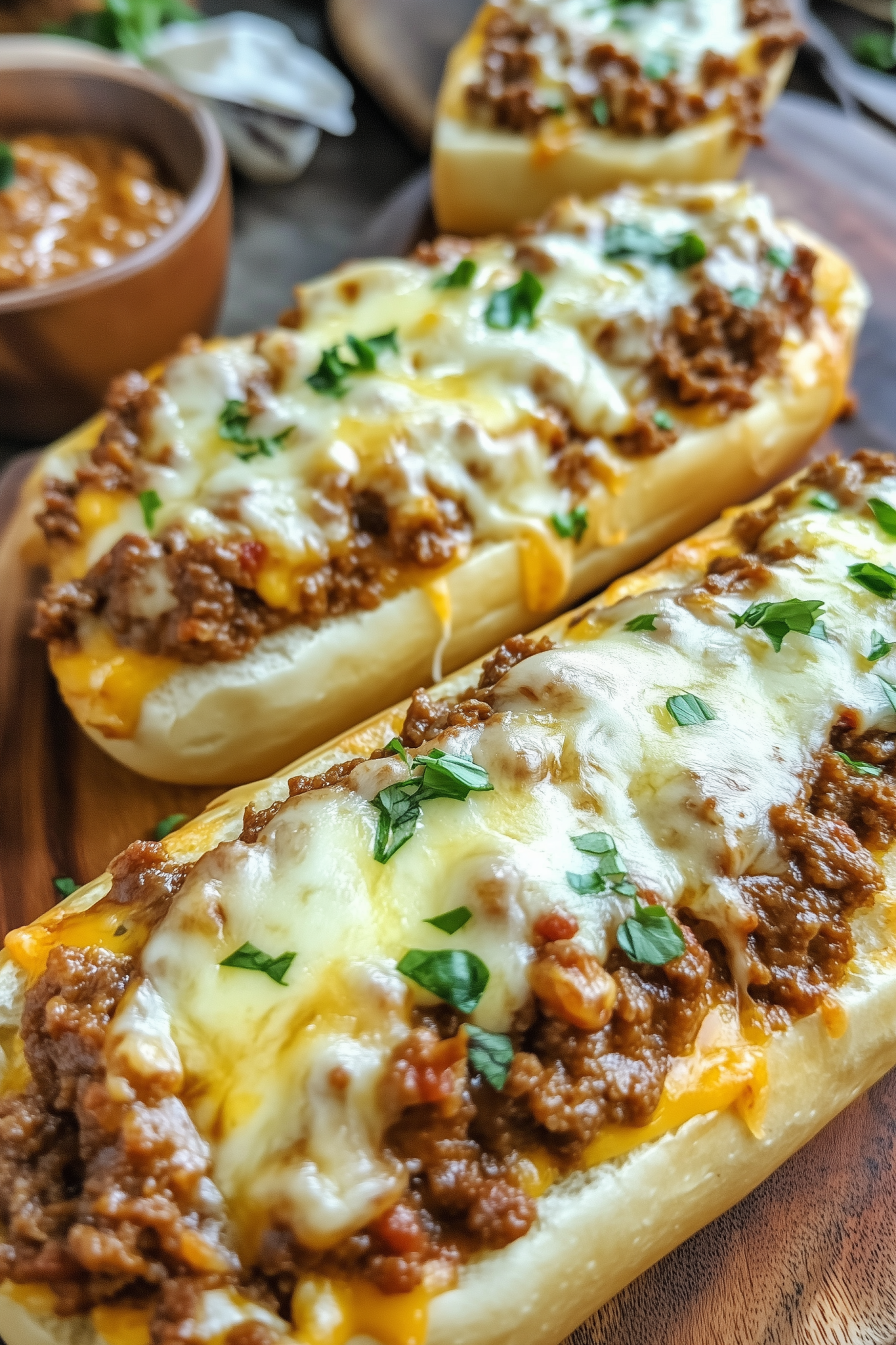 Cheesy Sloppy Joe Garlic Bread