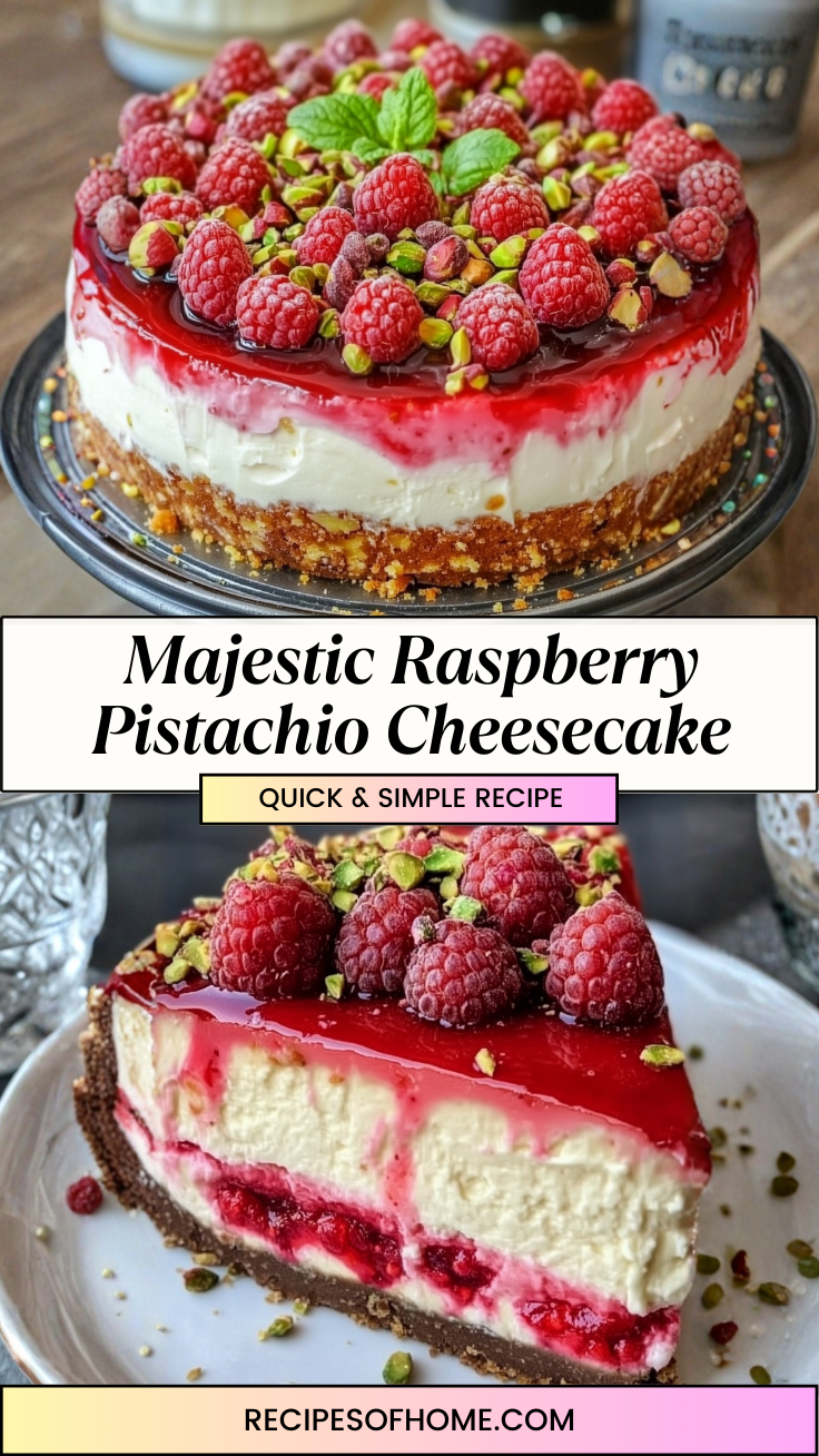 Majestic Raspberry Pistachio Cheesecake