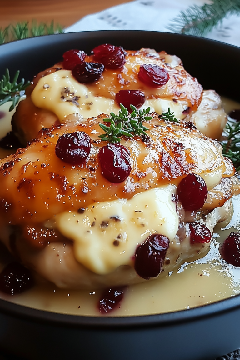 Homemade Cranberry Brie Stuffed Chicken