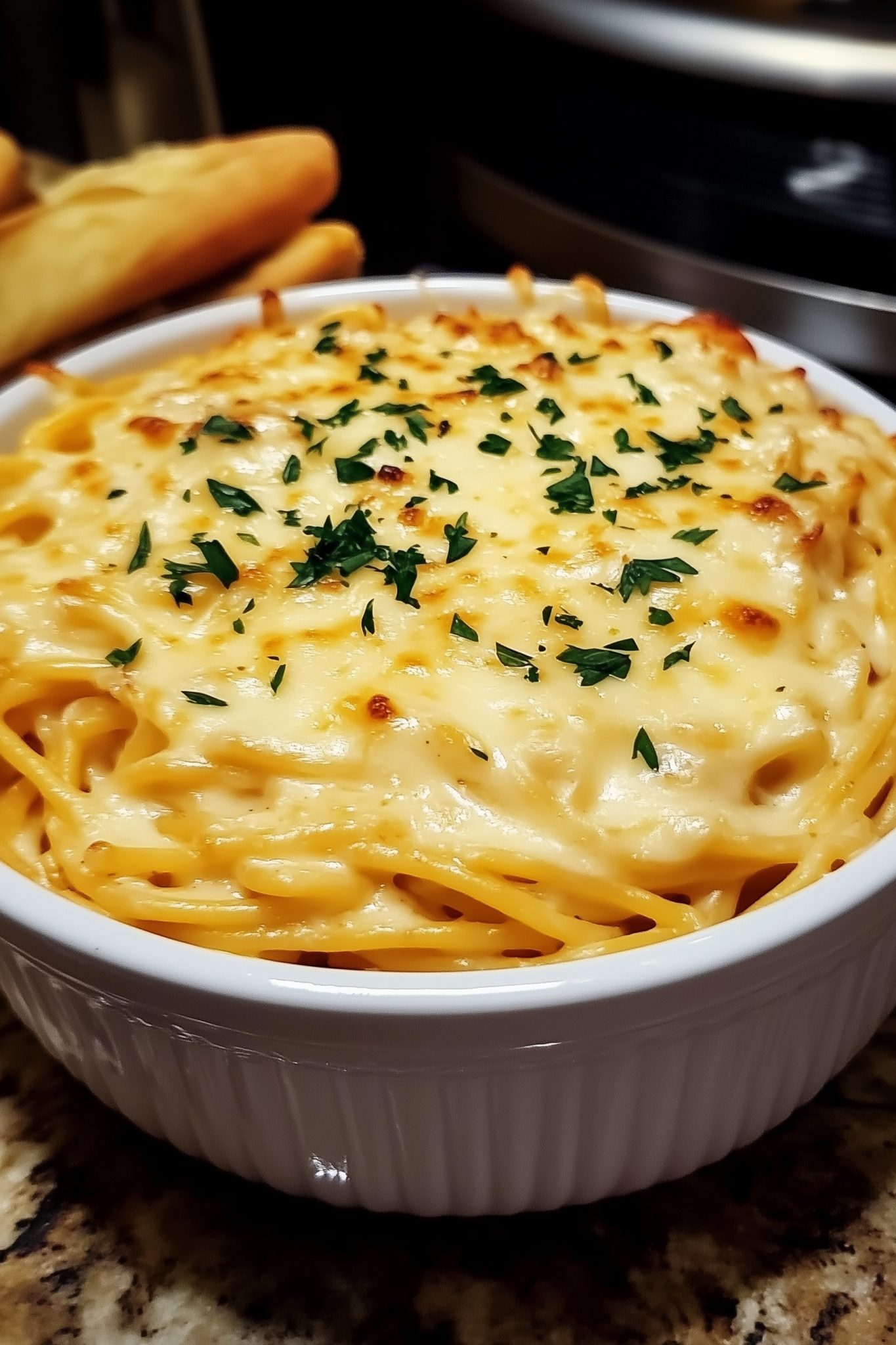 Cheesy Garlic Parmesan Spaghetti with Cream Cheese