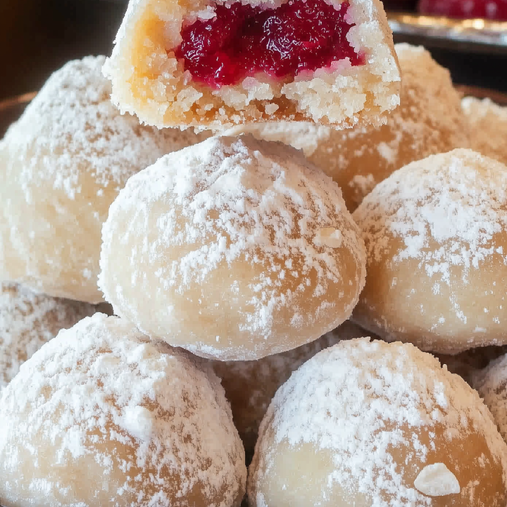 Festive Raspberry Almond Snowballs