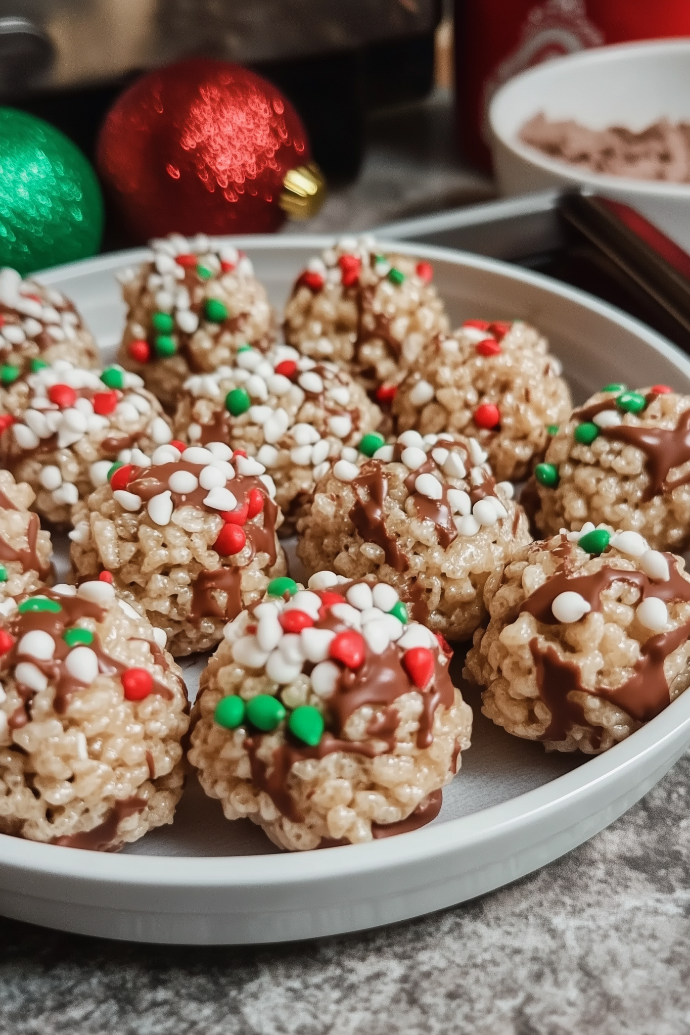 Festive Chocolate Rice Krispie Balls